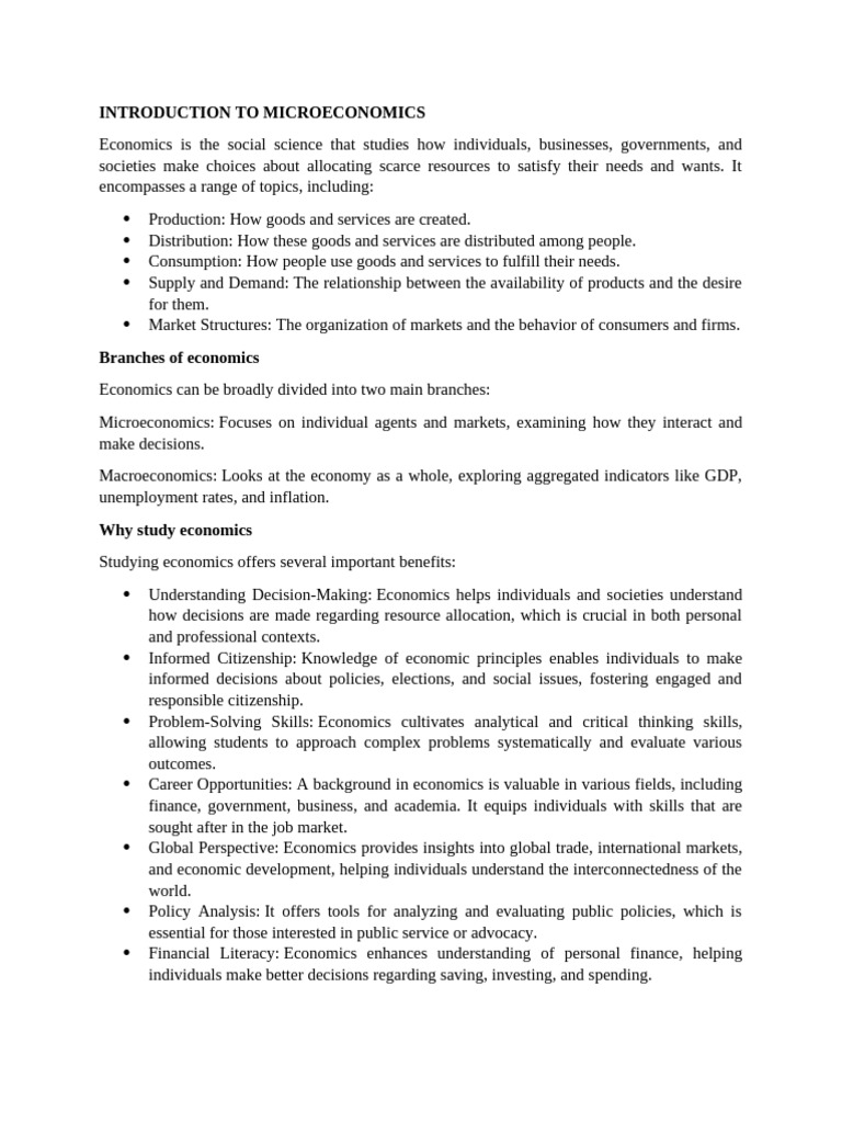 Basic Concepts of Economics | PDF | Economics | Market (Economics)