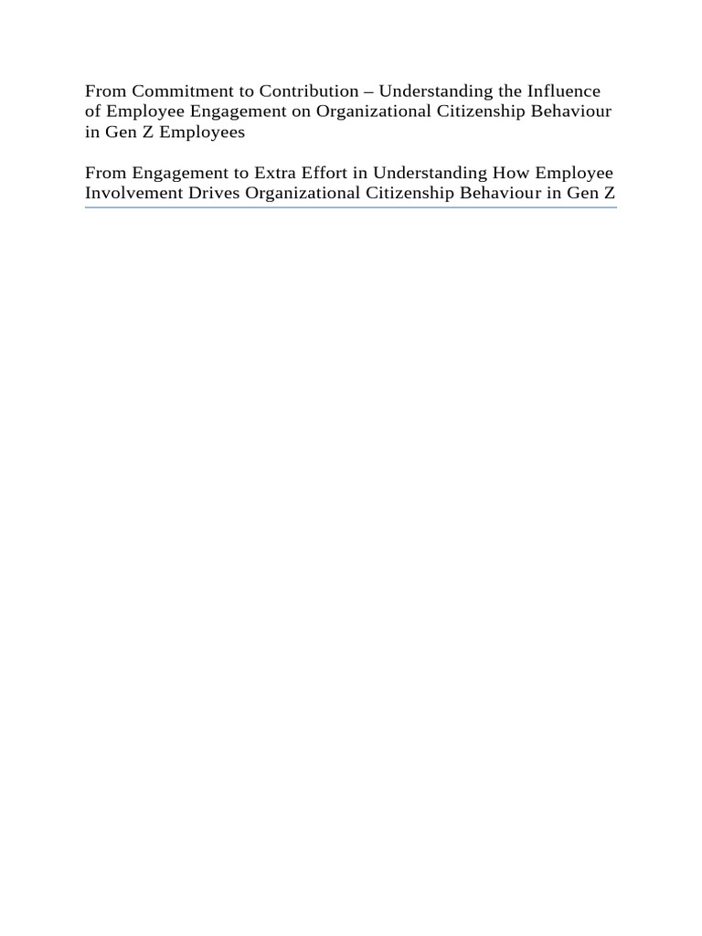 Gen Z Engagement and Citizenship Behavior | PDF