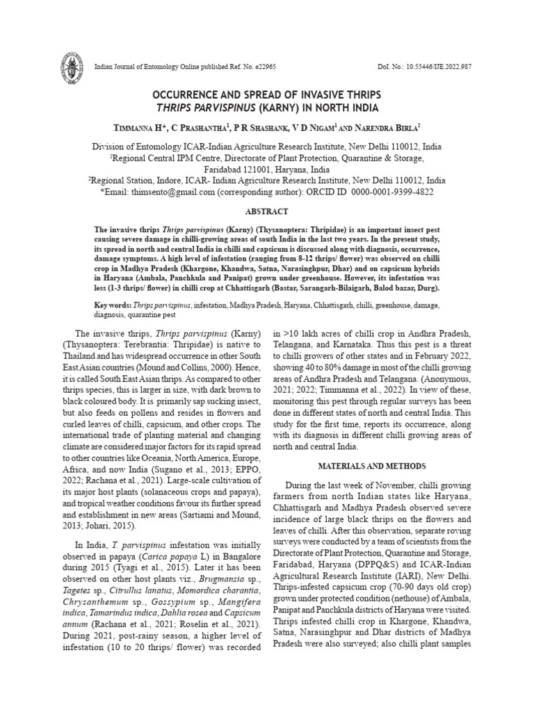 Invasive Thrips - North India-DPPQS-RCIPMC Faridabad | PDF | Chili ...