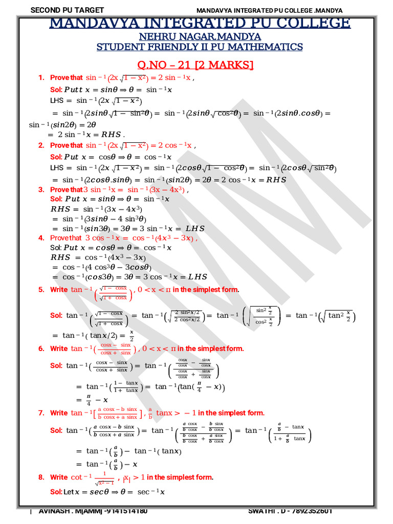 Second Pu Students Freindly 2025 | PDF
