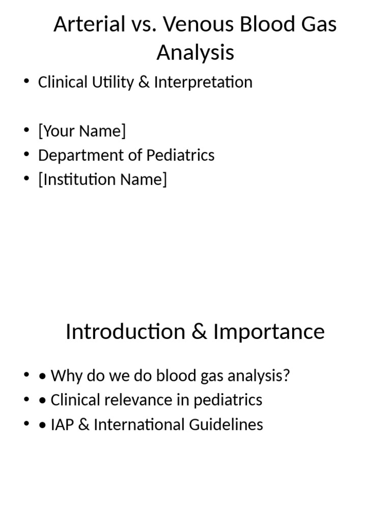 ABGA vs. VBGA: Pediatric Blood Gas Insights | PDF