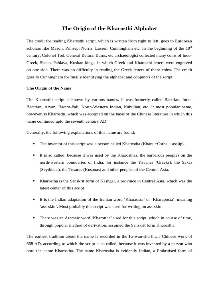 Kharosthi Script: Origins and Theories | PDF | Writing | Languages Of Asia