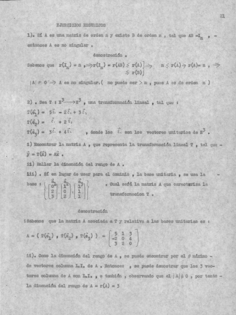 Ejercicios de Transformaciones Lineales | PDF