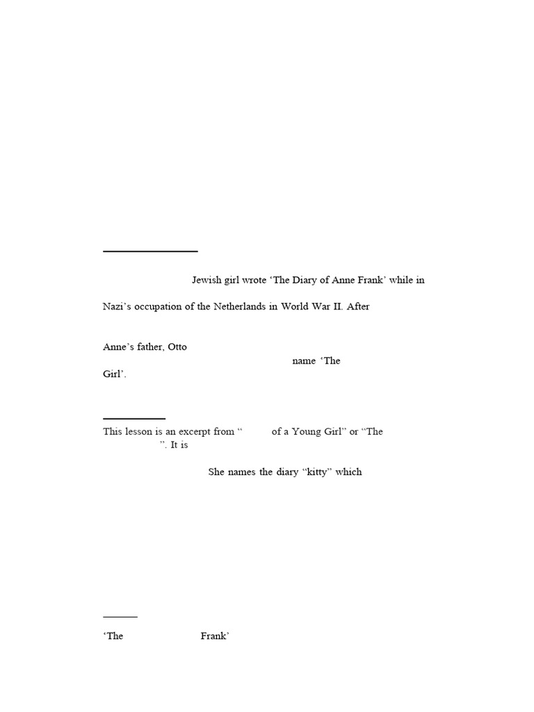 Anne Frank's Diary: A Class X Overview | PDF | Anne Frank