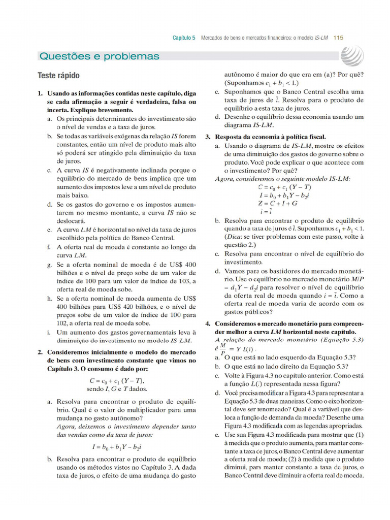 Exercícios Cap. 5 Blanchard | PDF