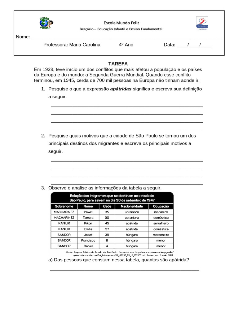 Modelo Tarefa 02 | PDF
