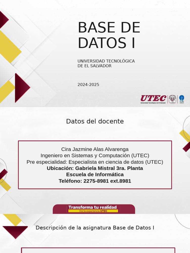 Curso de Bases de Datos I | PDF | Bases de datos | SQL