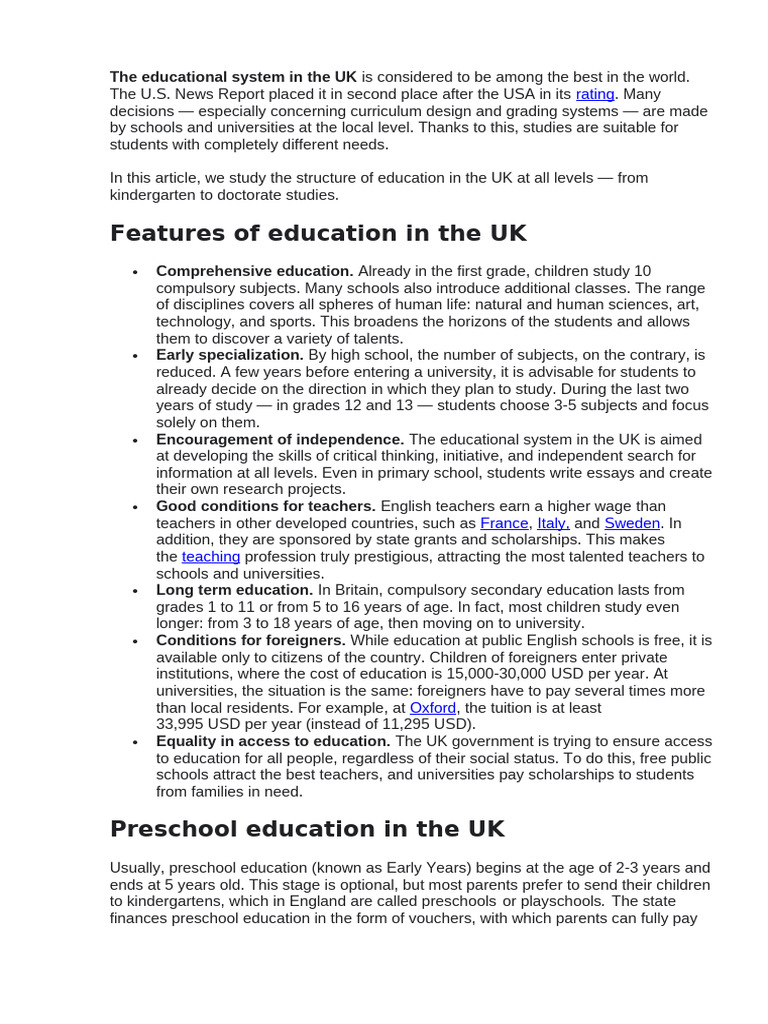 Overview of UK Education System | PDF | Academic Degree | Bachelor's Degree