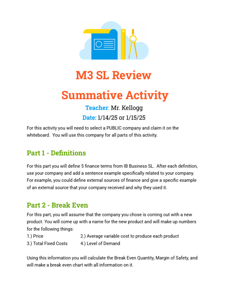 IB Bus HL M3 SL Review Summative Activity | PDF