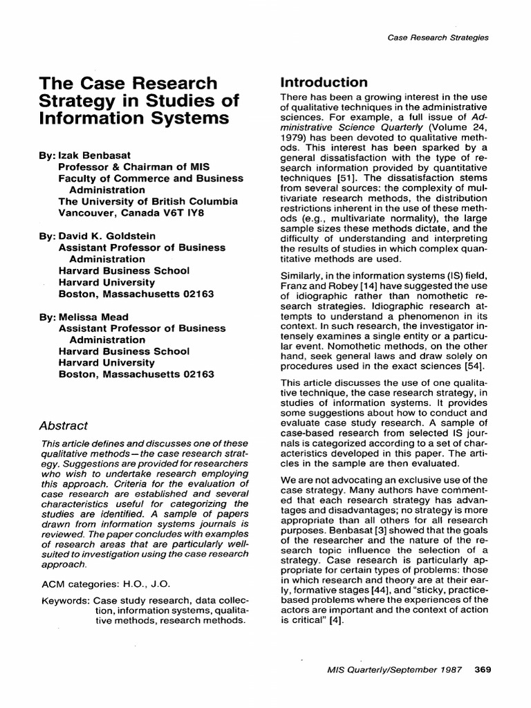 Case Research Strategies in IS Studies | PDF | Theory | Data