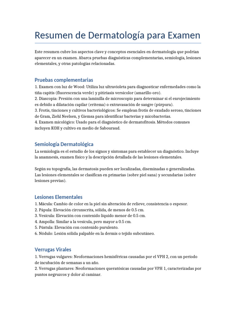 Resumen Dermatologia Examen | PDF