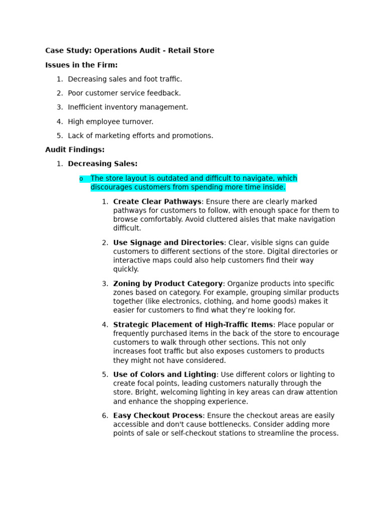 Retail Store Operations Audit Insights | PDF | Point Of Sale | Inventory