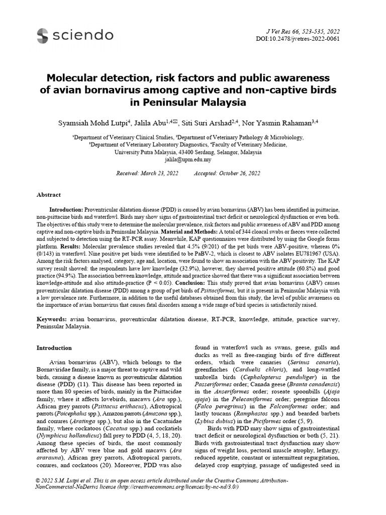10.2478_jvetres-2022-0061 | PDF | Dna Sequencing | Gel Electrophoresis
