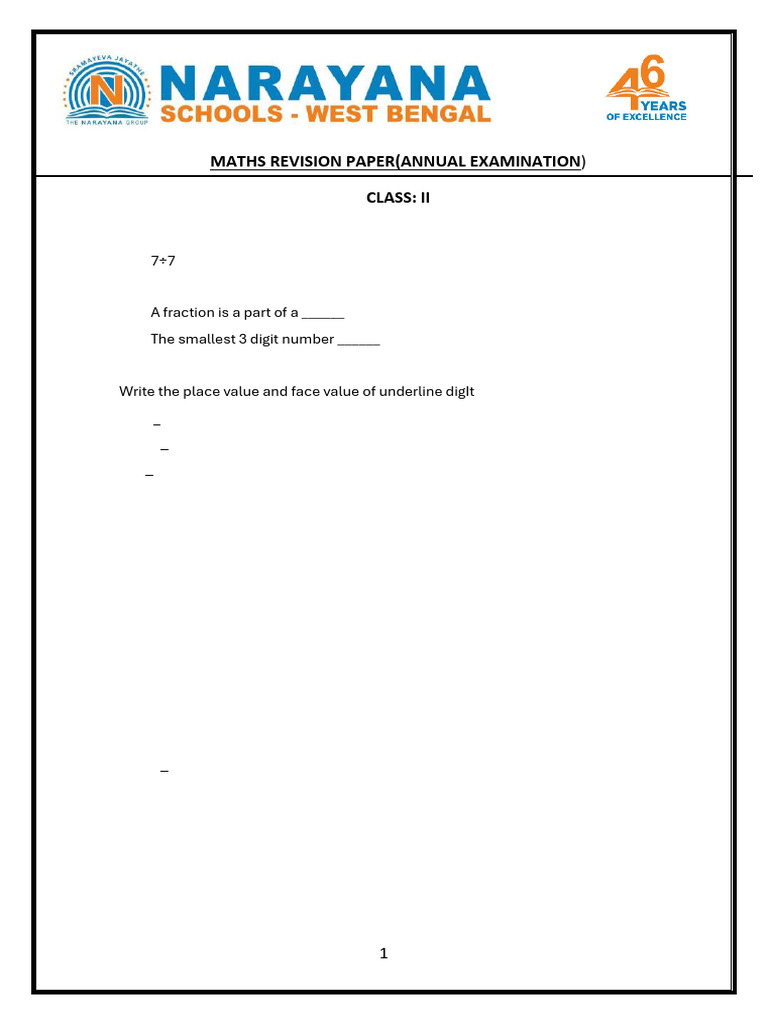 G2 Maths Revision Paper | PDF