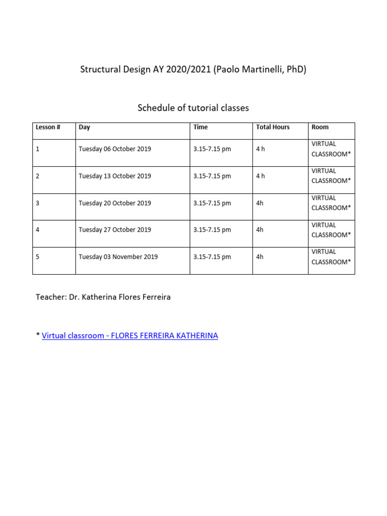 Tutorial Schedule AY 20 21 | PDF