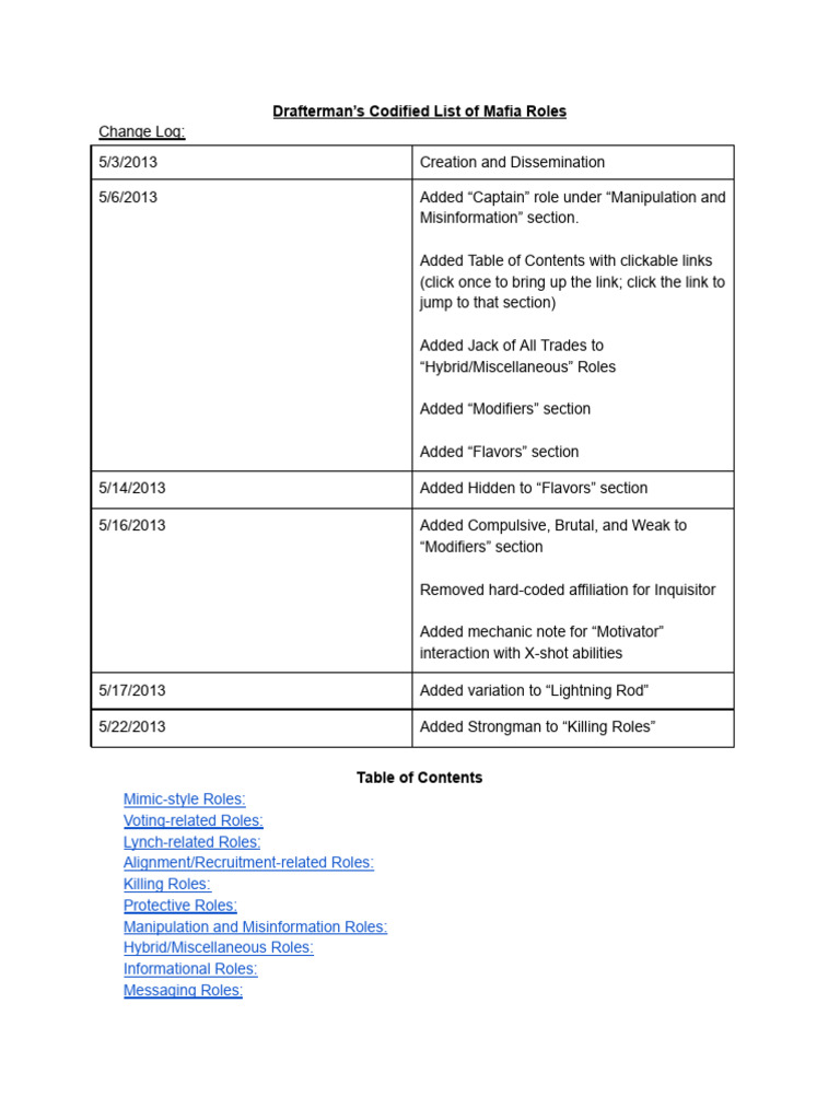 Mafia Roles | PDF