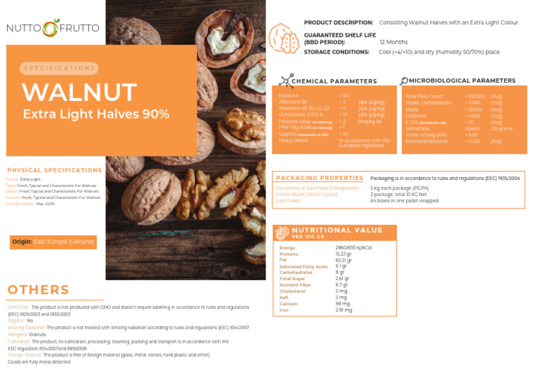 Extra Light Walnut Halves Specifications | PDF
