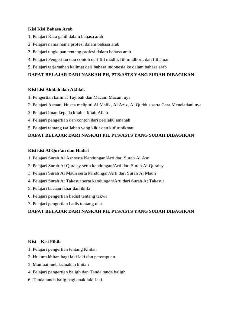 KISI - KISI ASAS AGAMA | PDF