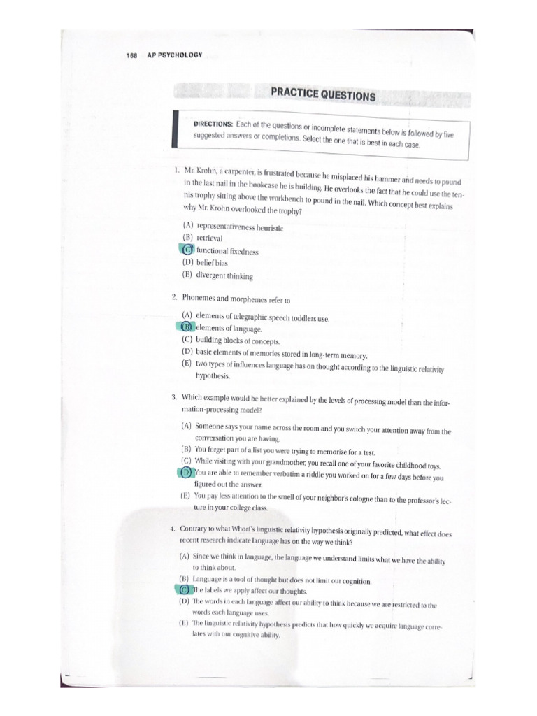 168 AP PSYCHOLOGY | PDF