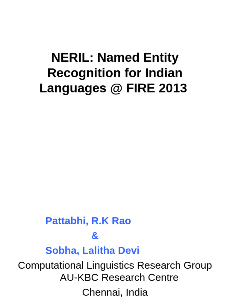 NER Overview PPT Final | PDF | Languages Of India | Linguistics