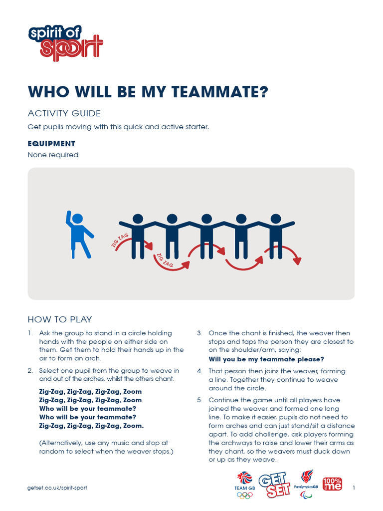 Fair Play - Who Will Be My Teammate - Activity Guide | PDF