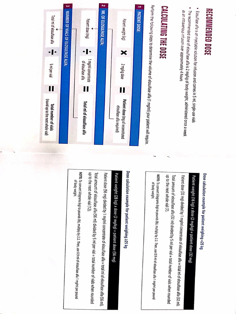 Dosage, Administration, Calculation of Vimizim - Naglazyme | PDF