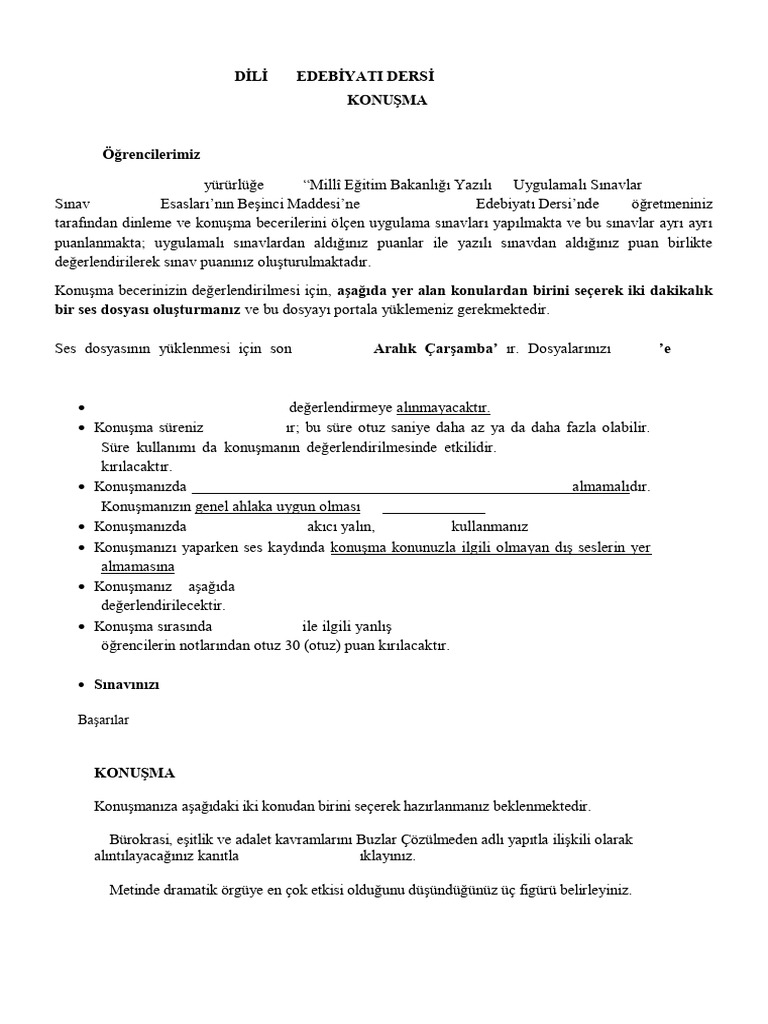 turk_dili_ve_edebiyati_dersi_1._donem_2._konusma_sinavi | PDF