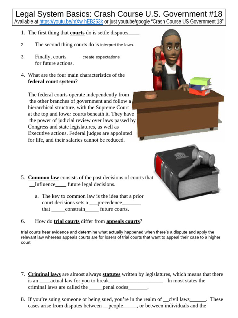 Crash Course U.S. Government and Politics 18 Legal System Basics | PDF