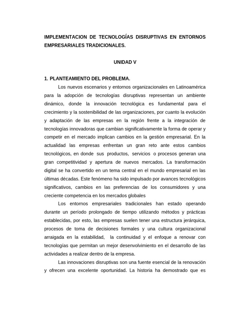 Tecnologías Disruptivas en Empresas Tradicionales | PDF | Innovación disruptiva | Business