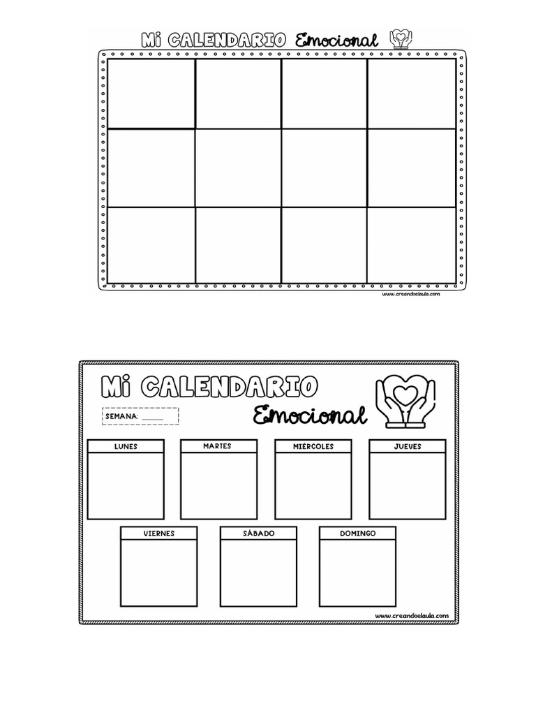 Calendario Emociones Plantillas | PDF
