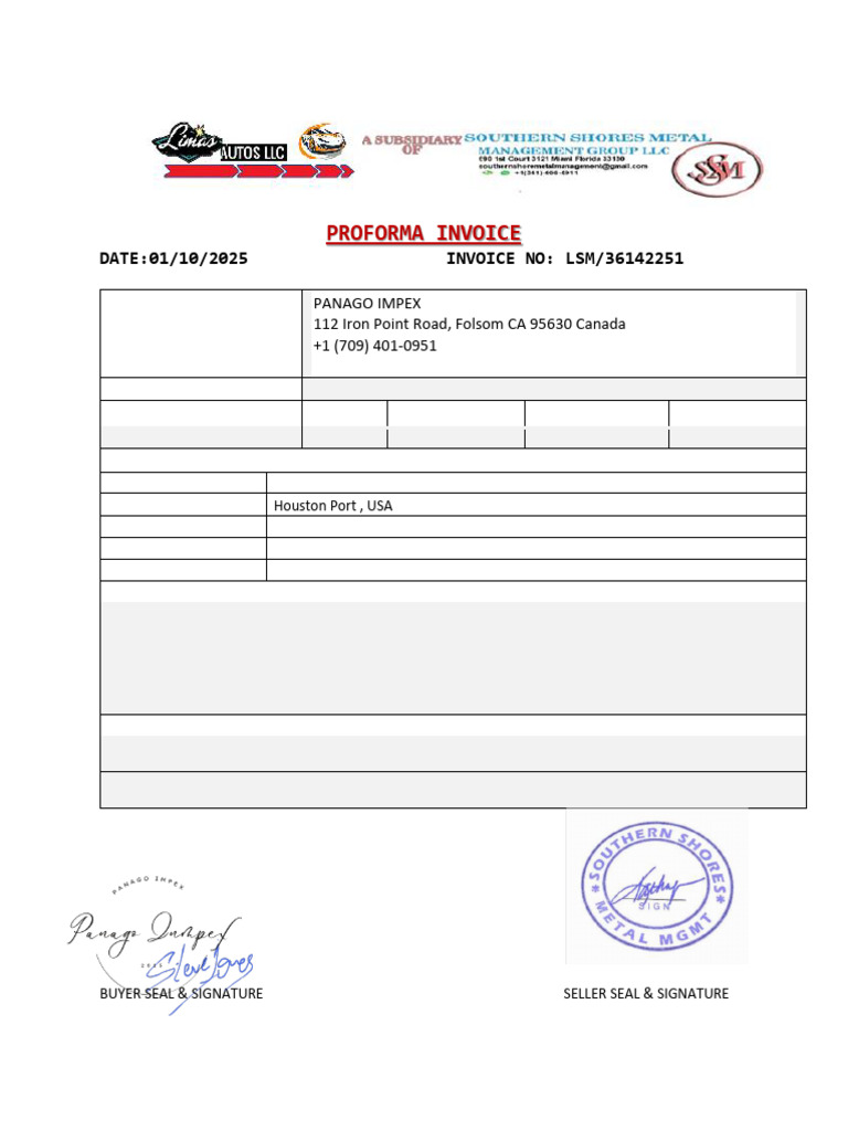 Proforma Invoice for Copper Sheet Supply | PDF