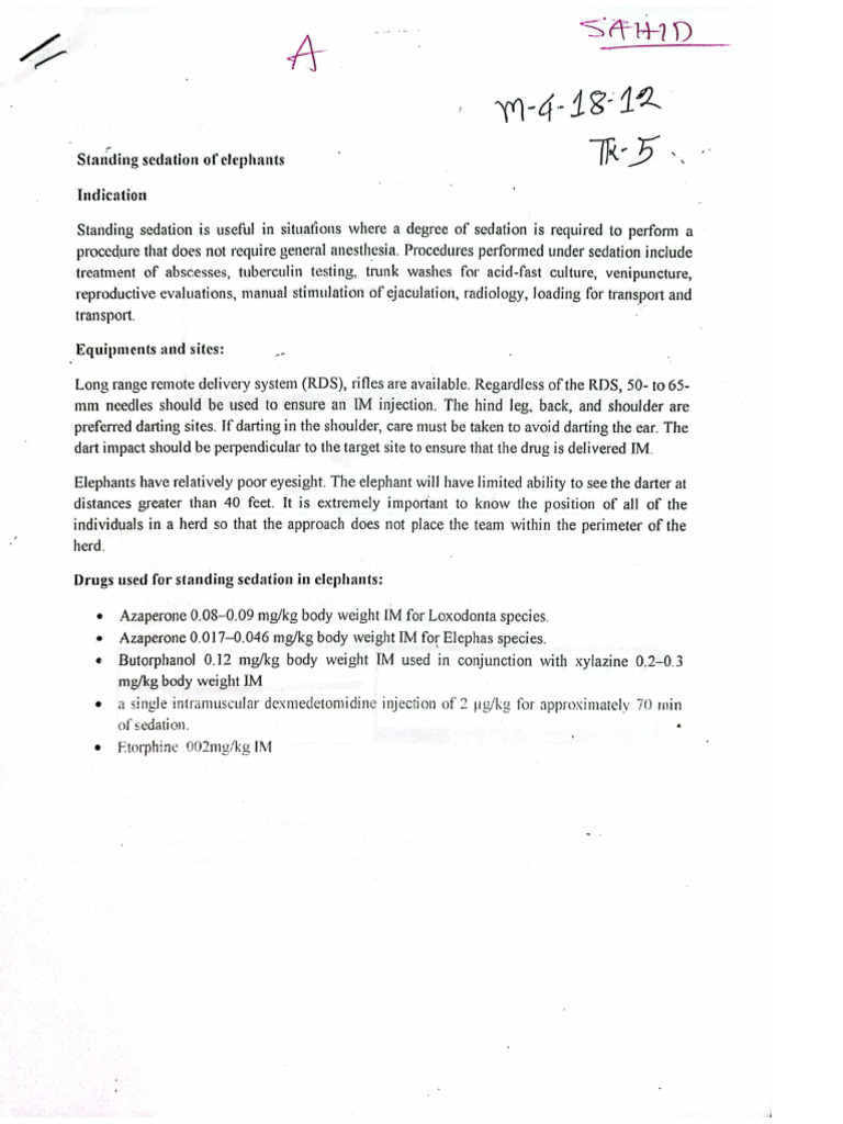 Elephant Anesthesia and Emergency | PDF