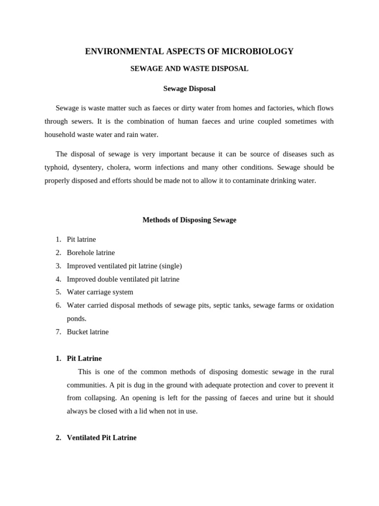 Sewage and Waste Disposal Methods | PDF | Waste Management | Compost