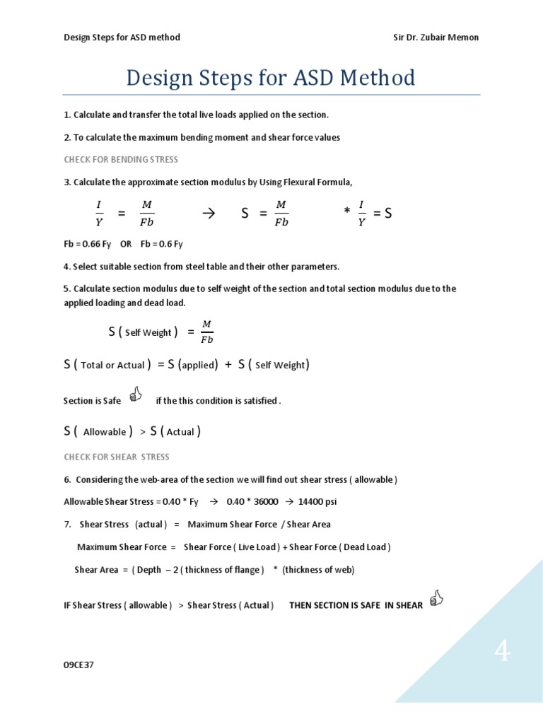4.design Steps For ASD - STEEL STRUCTURES | PDF