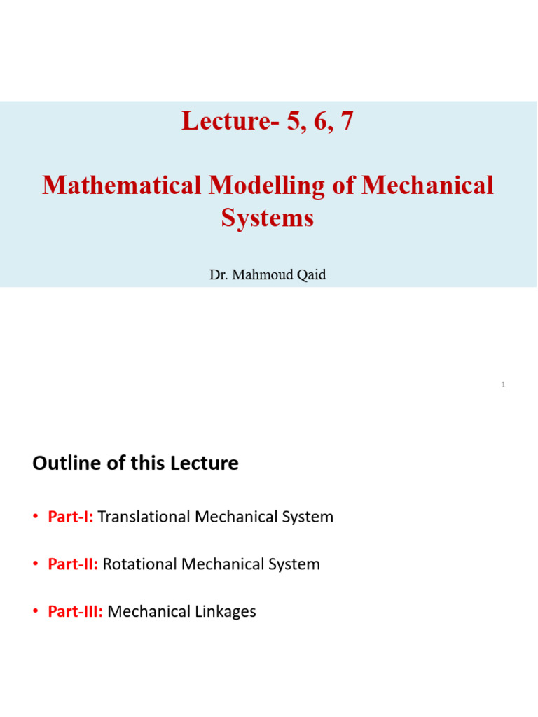 Modelling - of - Mechanical - Systems 5 | PDF | Gear | Torque