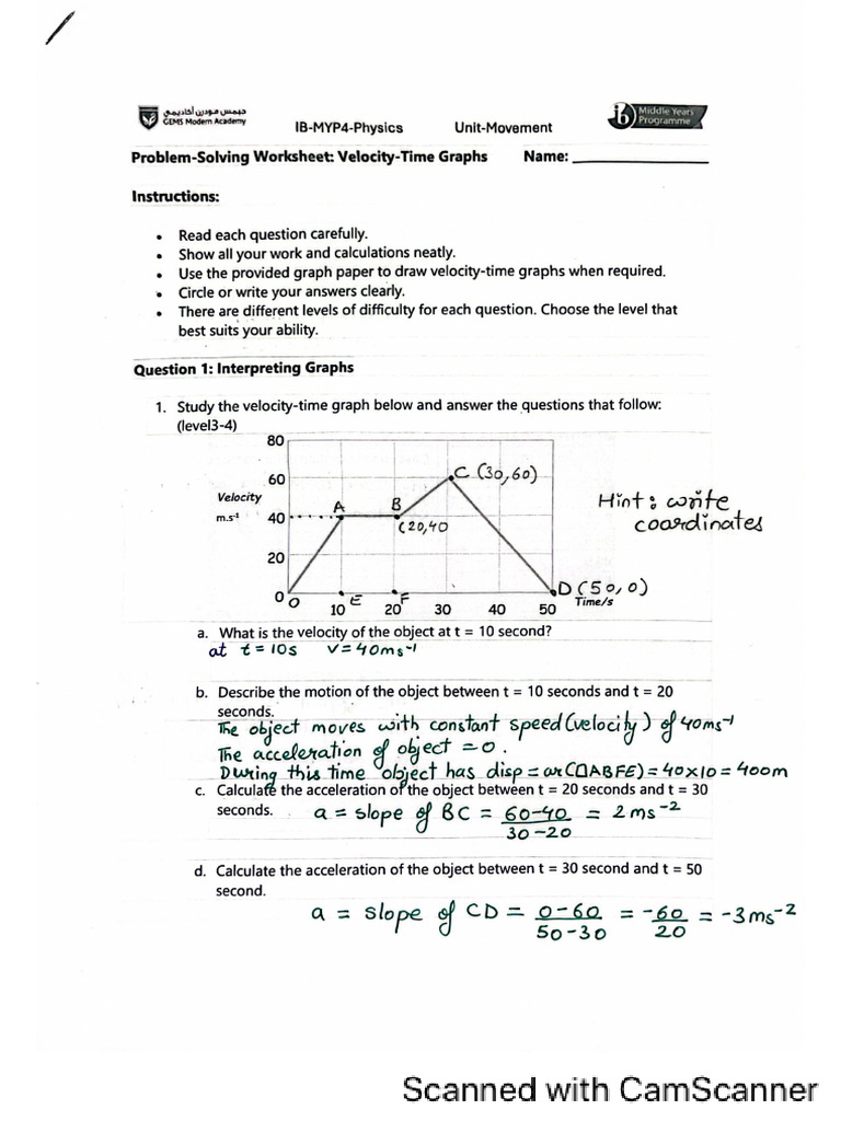 5.problem Solving V-T Graph Solution | PDF
