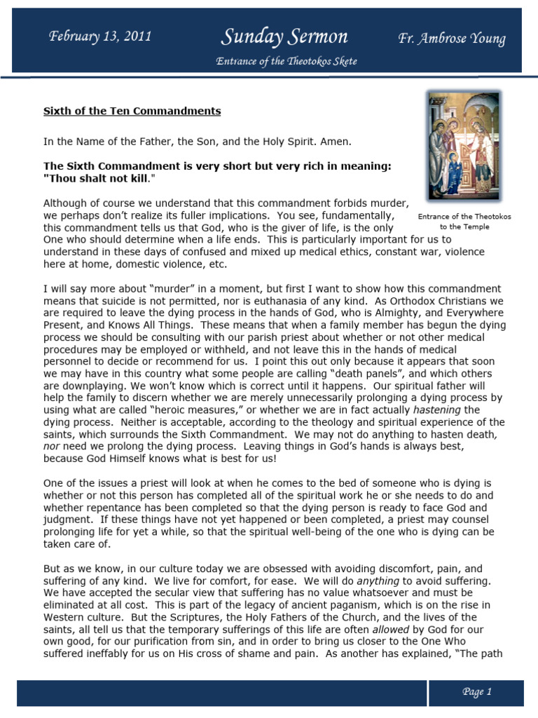 Feb 13 Sixth of 10 Commandments | PDF | Ten Commandments | Jesus