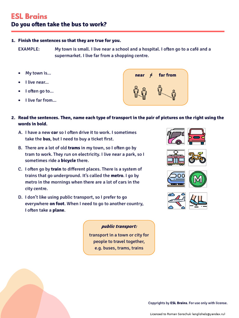 ESL Brains Do You Often Take The Bus To Work SV 6669 | PDF | Bus | Public Transport