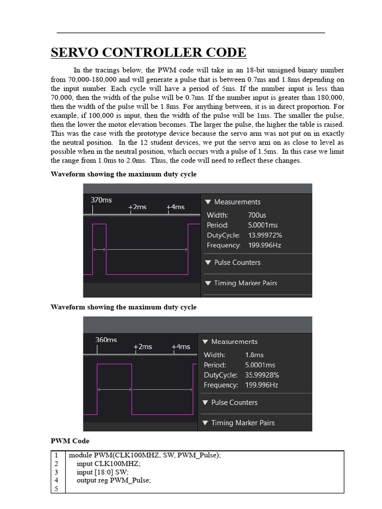 PWM and Distance Sensor Code Overview | PDF | Telecommunications ...