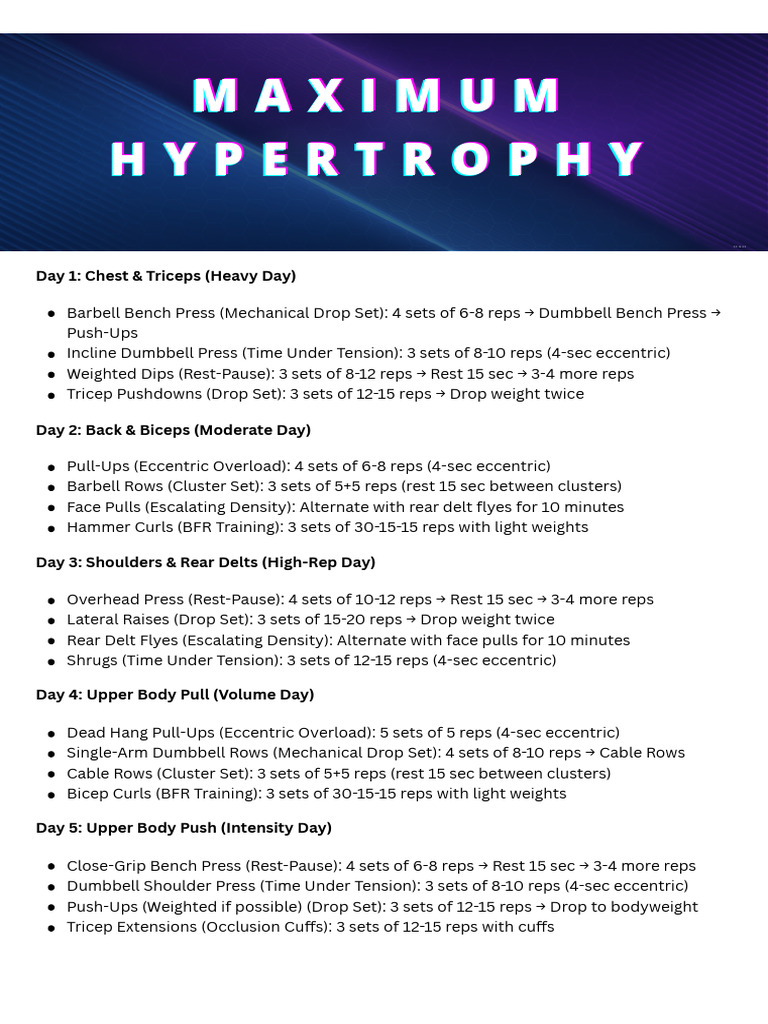 Weekly Upper Body Workout Plan | PDF