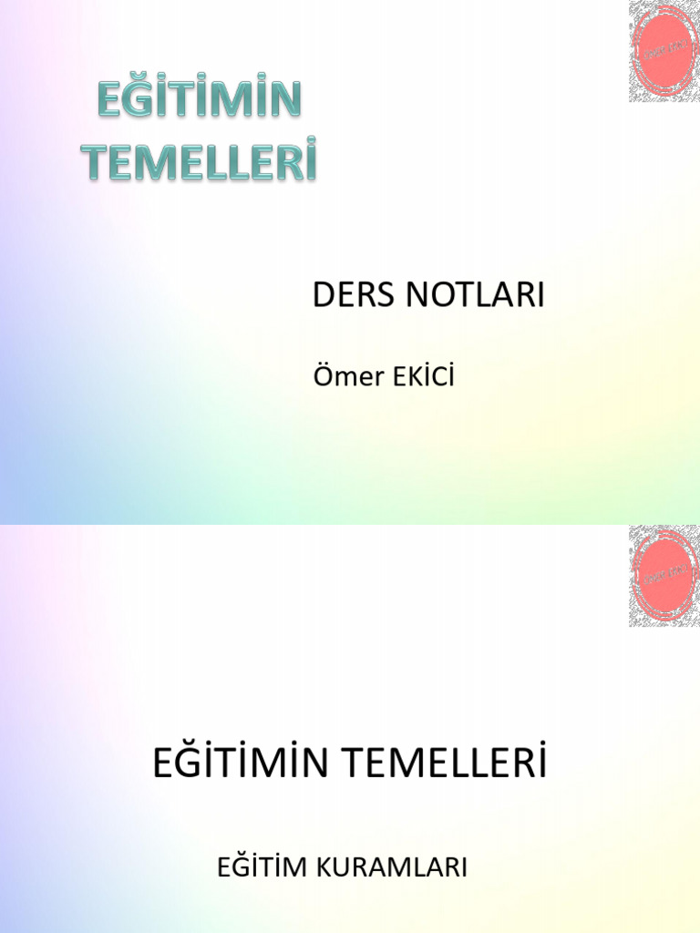 Ömer Ekici - Eğitimin Temelleri Ekstra , Kuramlar, Uygulamalar | PDF