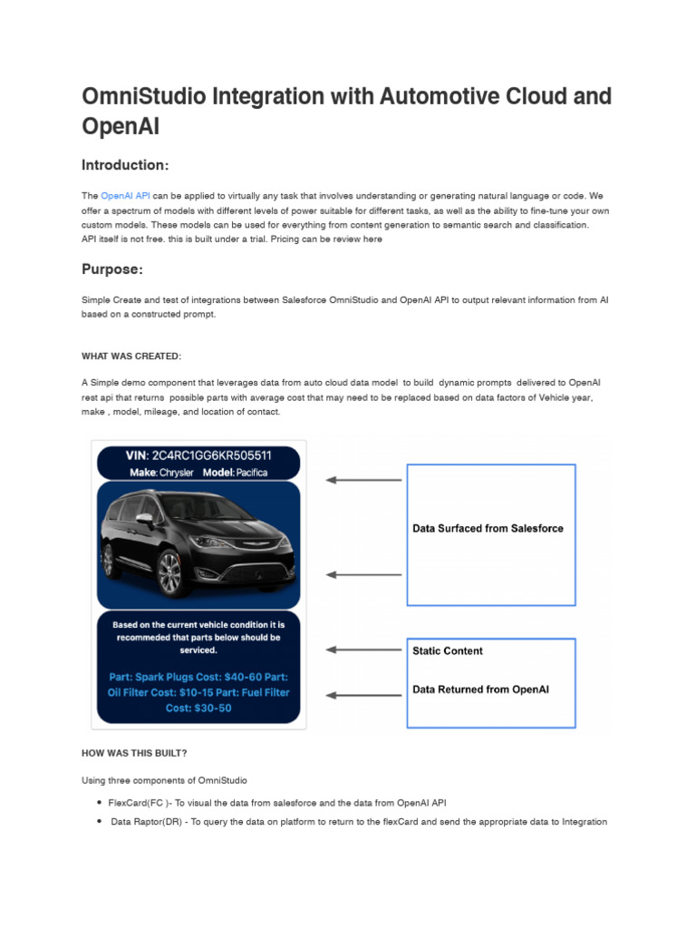 OmniStudio Integration With Automotive Cloud and OpenAI | PDF | Json | Computing