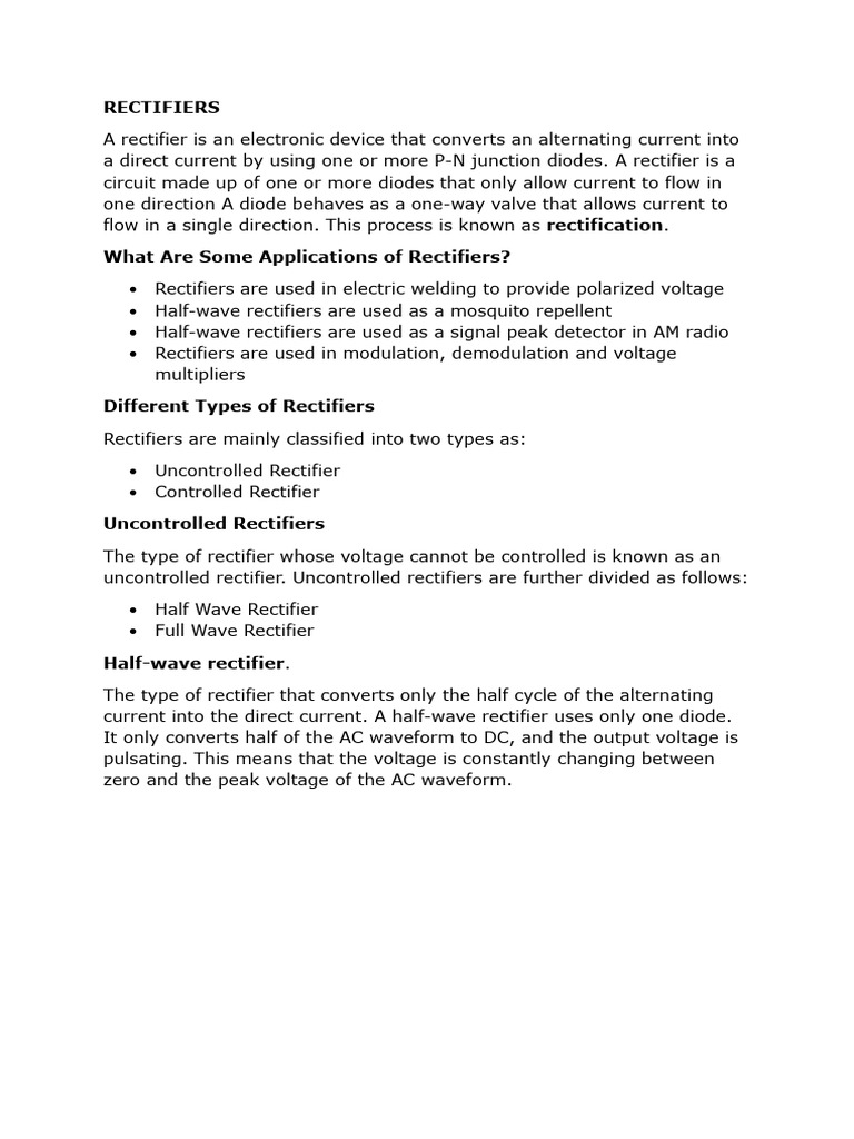 RECTIFIERS | PDF | Rectifier | Diode