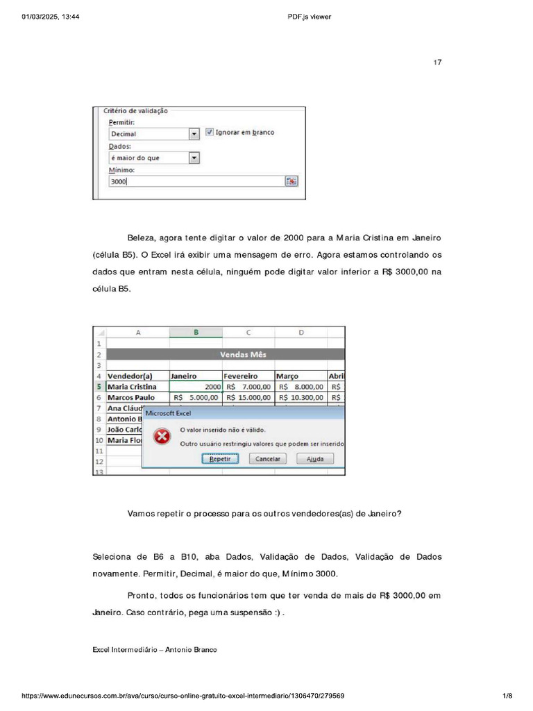 Apostila EXcel Intermediário - Parte 3 | PDF