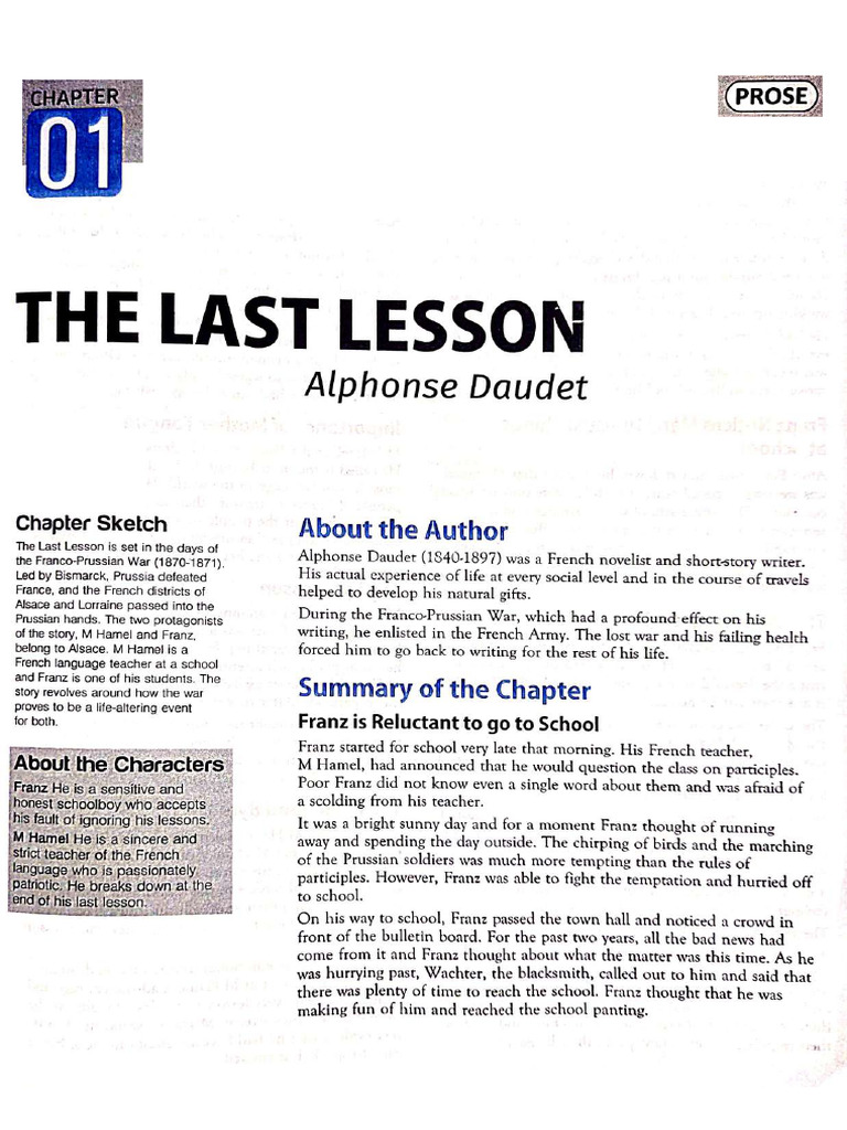 The Last Lesson Notes | PDF