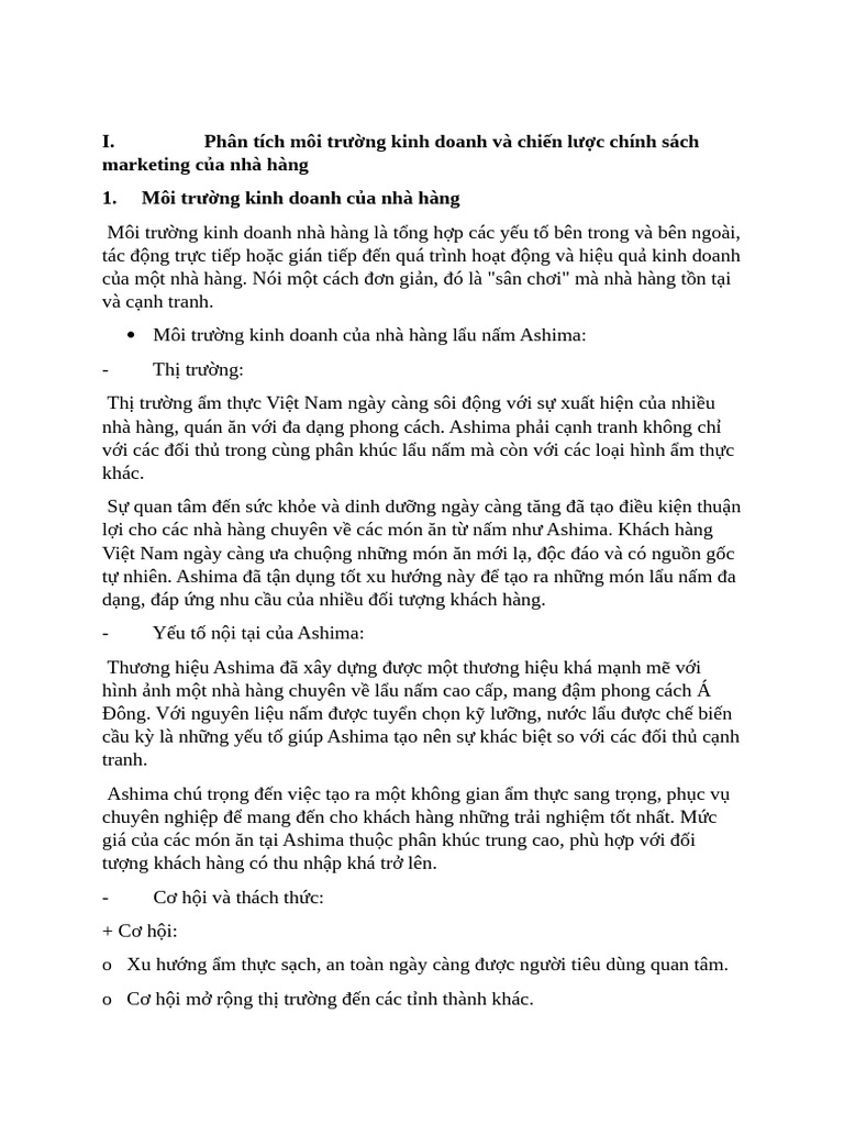 BTL QTKD NHÀ HÀNG NHÓM 1 | PDF