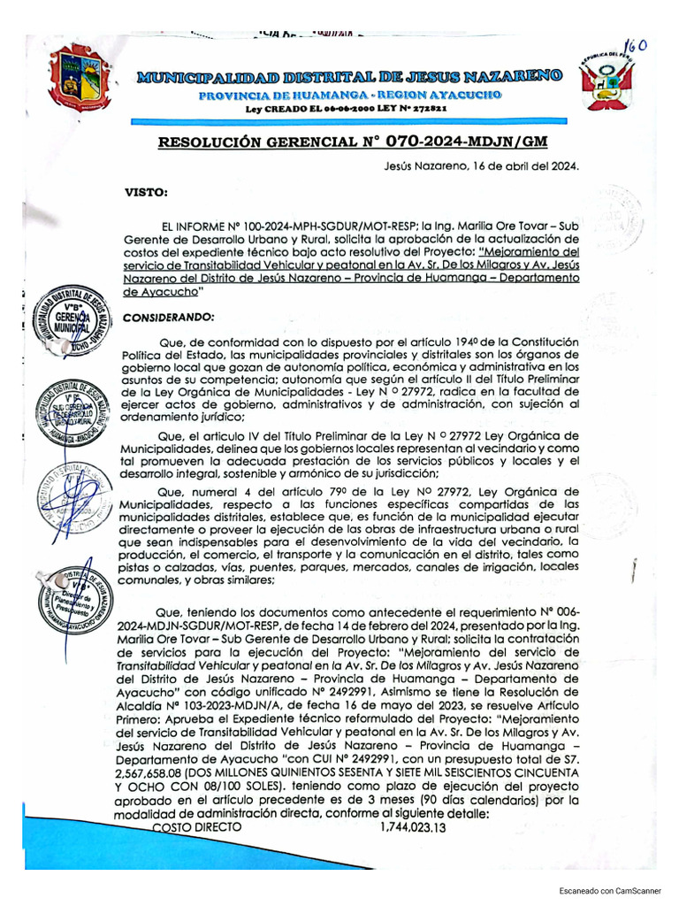 RESOLUCION DE APROBACION DE EXPEDIENTE TECNICO | PDF