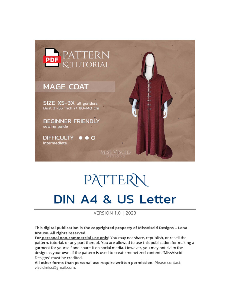 Mage Coat_Pattern_DIN A4-US Letter_MissViscid | PDF | Software | Computing