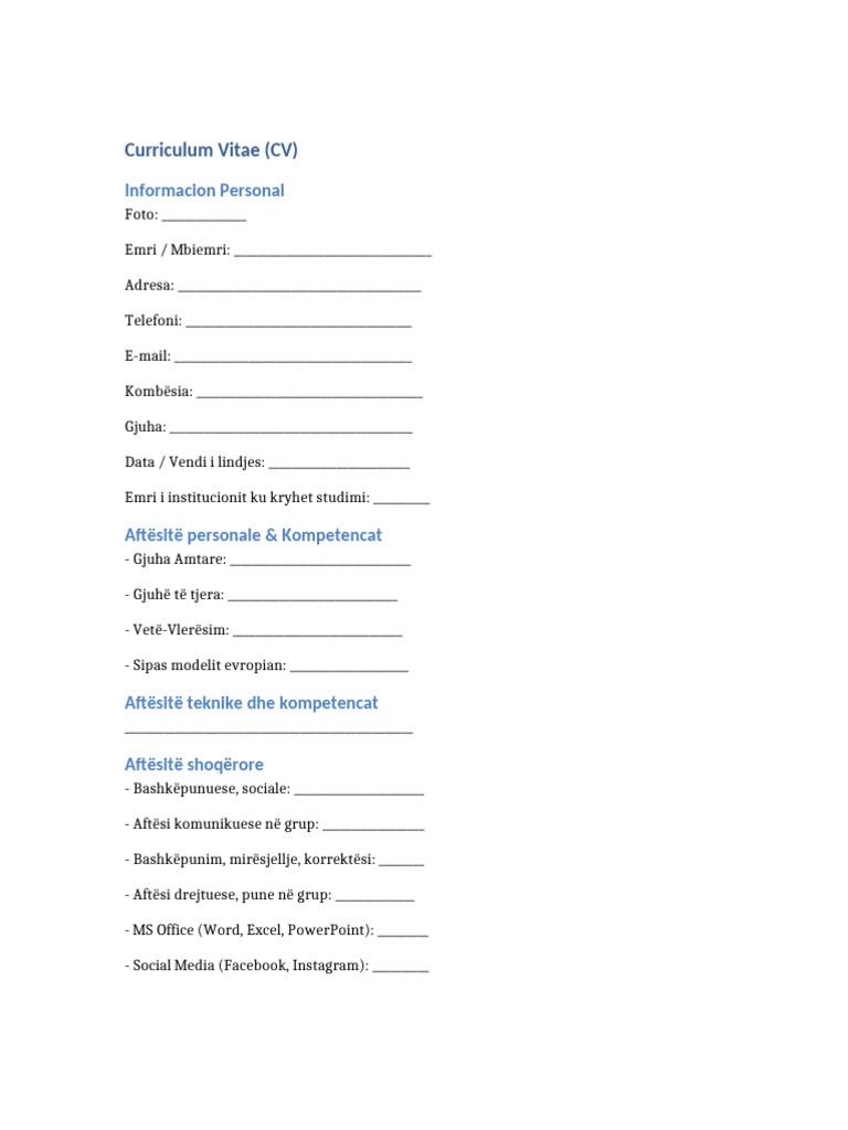 CV Europass Model | PDF