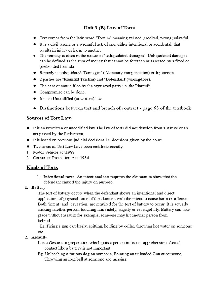 Unit (3 B) Law of Torts New | PDF | Defamation | Tort